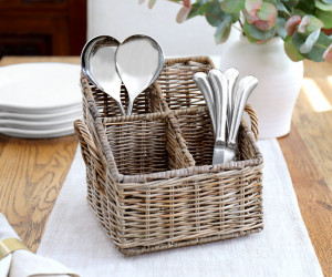 Breton Rattan Cutlery Caddy