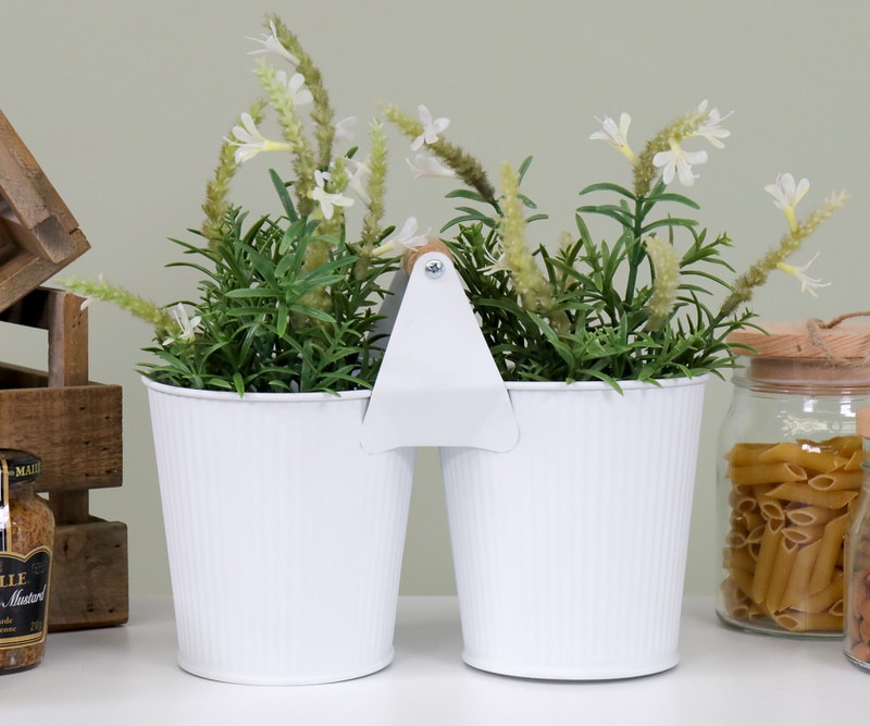 Blair White Tin Caddy or Herb Pot - Home Decor - Garden and outdoor ...