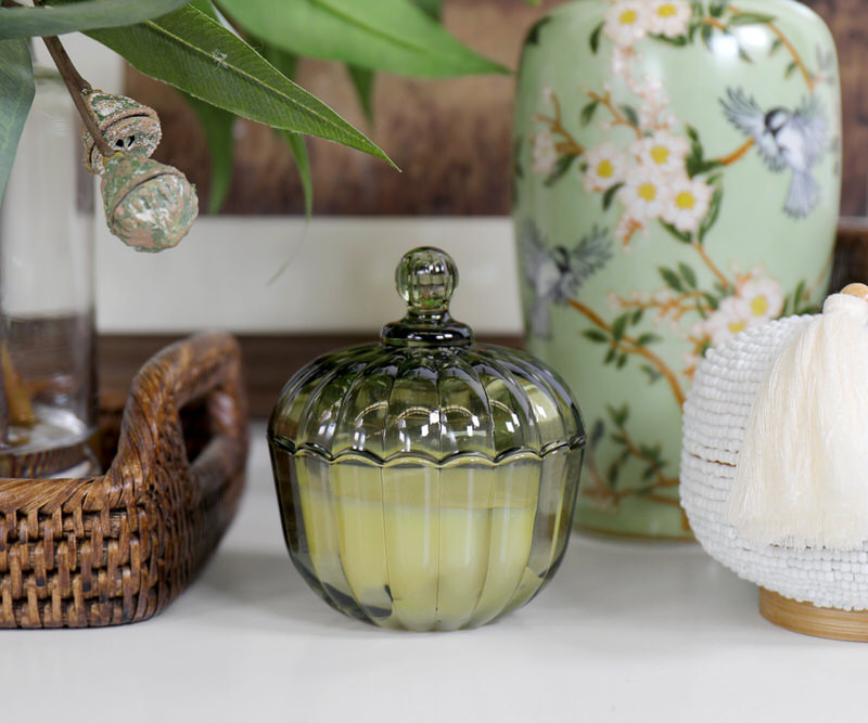 Corin Green Swirl Candle - Shop by colour