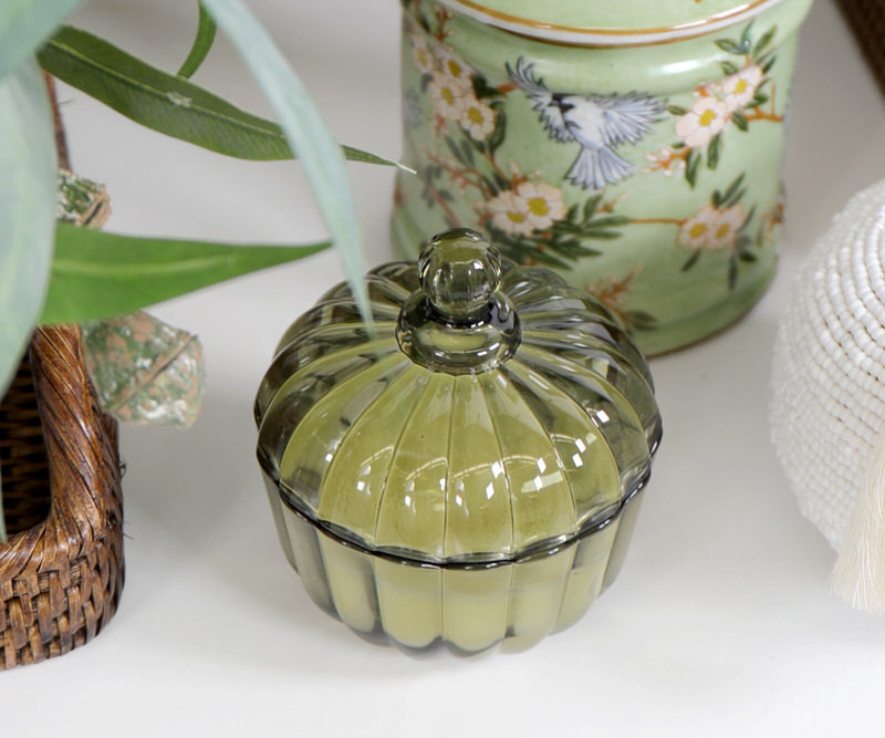 Corin Green Swirl Candle - Shop by colour