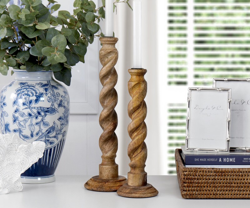 Short Barley Twist Candlestick - Natural Wood - Gift ideas for that ...