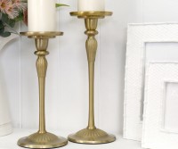 Chateau Gold Fluted Candlestick - Tall - Beautiful home decor at French ...
