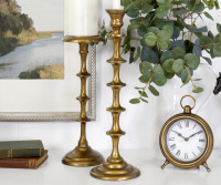 Tall Ascot Antique Gold Candlestick