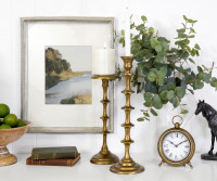 Tall Ascot Antique Gold Candlestick