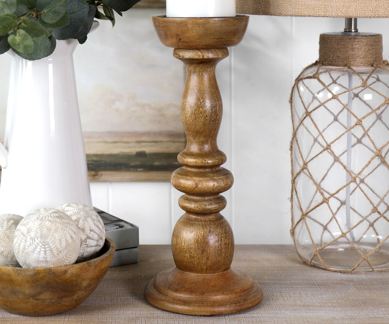 Tall Valverde Mango Wood Candlestick - Home Decor Online - New Arrivals