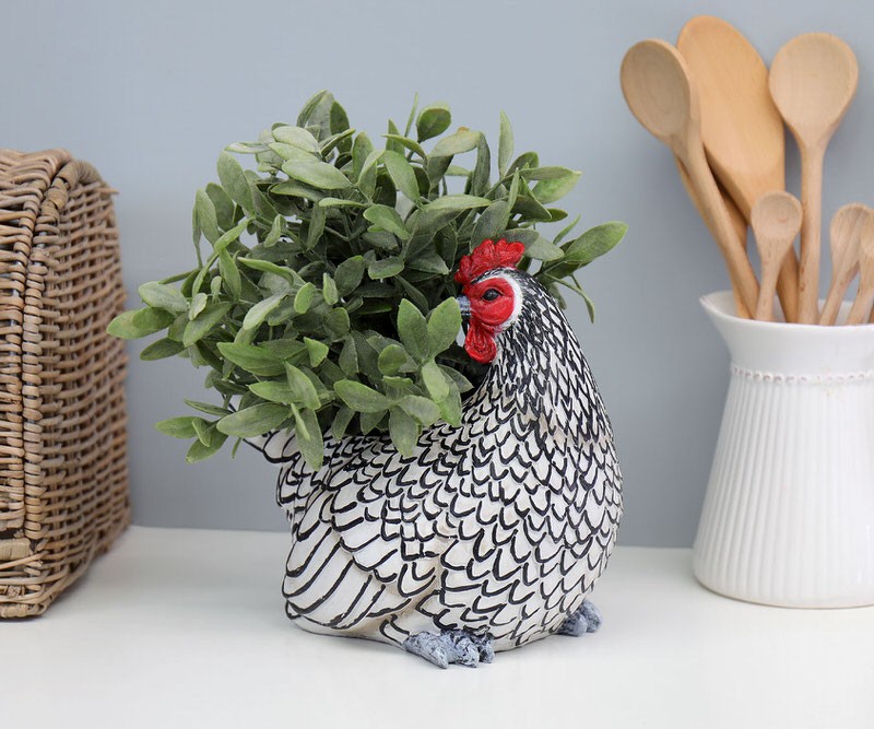 Dinah White Hen Planter Pot