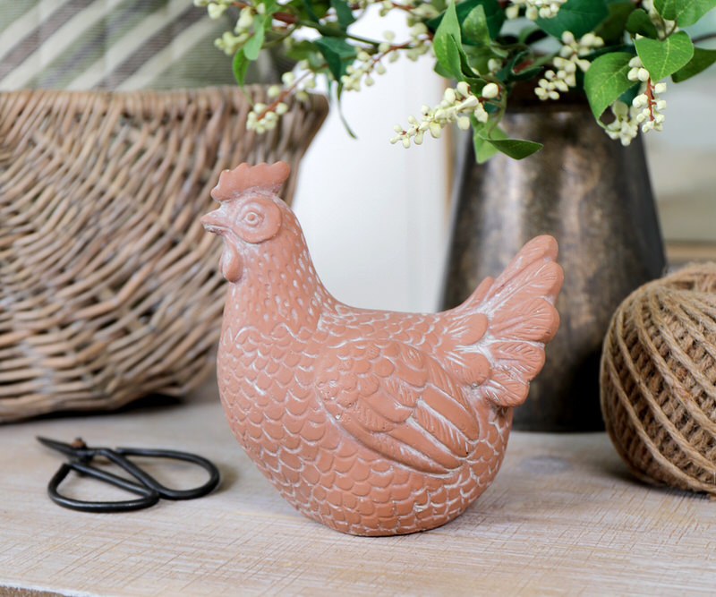 Tuscan Terracotta Chicken Sculpture