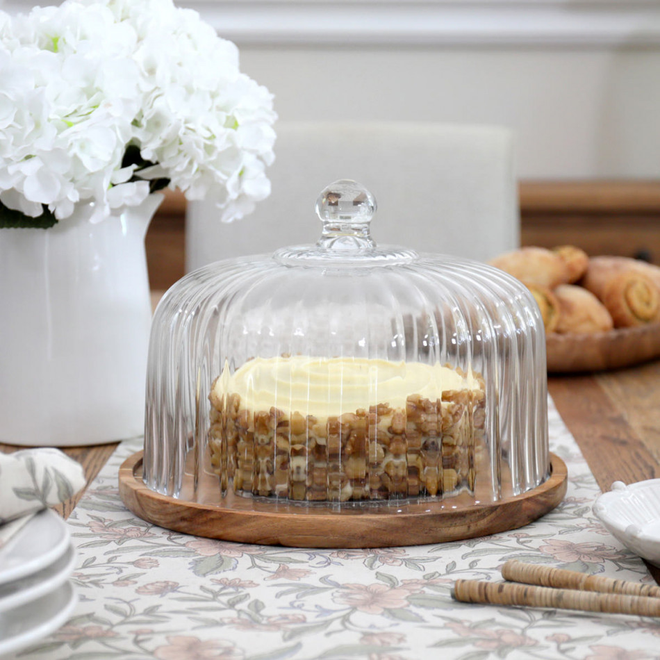 Balmoral Fluted Glass Cake Dome / Cloche