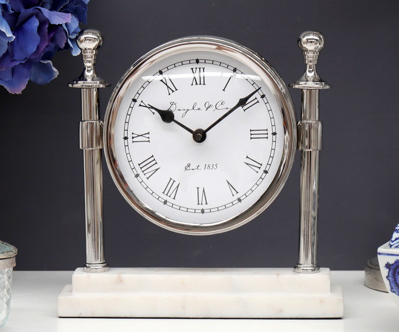 Montague Silver Column Clock - Large - Home accessories and homewares ...
