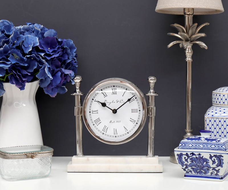 Montague Silver Column Clock - Large - Home accessories and homewares ...