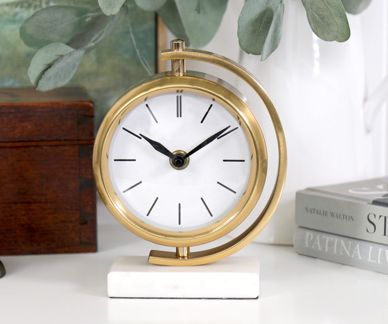 Pedro Gold Desk Clock - Home Decor Online - New Arrivals