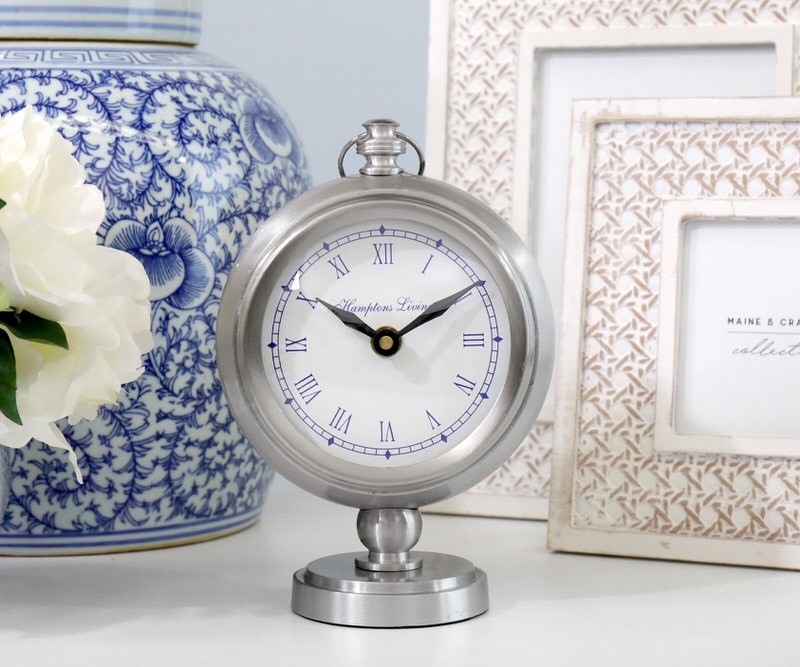 Hathaway Pewter Look Hamptons Desk Clock - Home Decor Online - New Arrivals