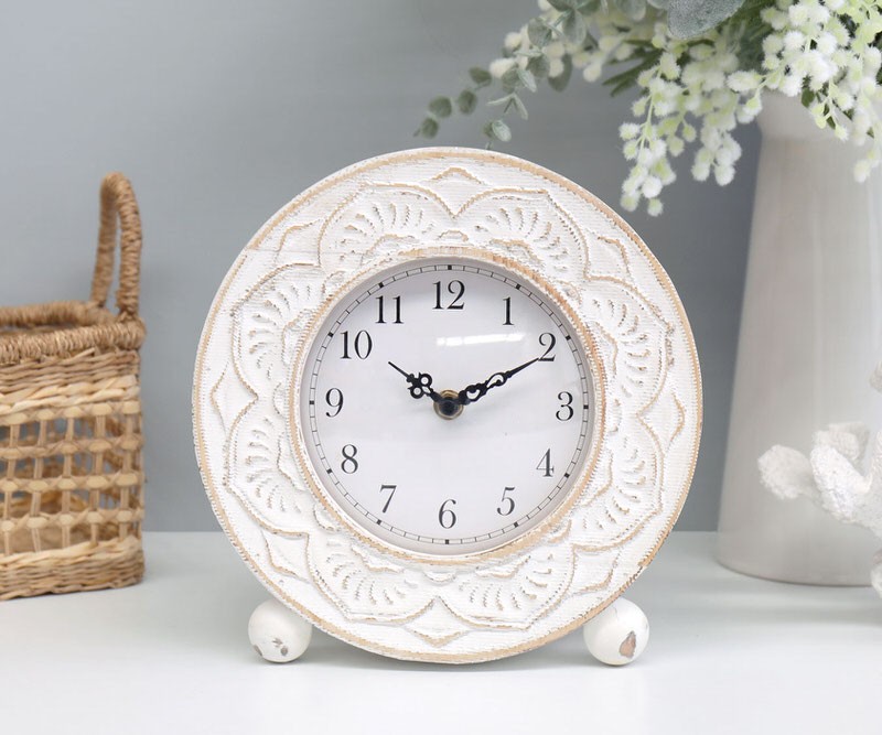 Somerton Carved White Mantel Clock