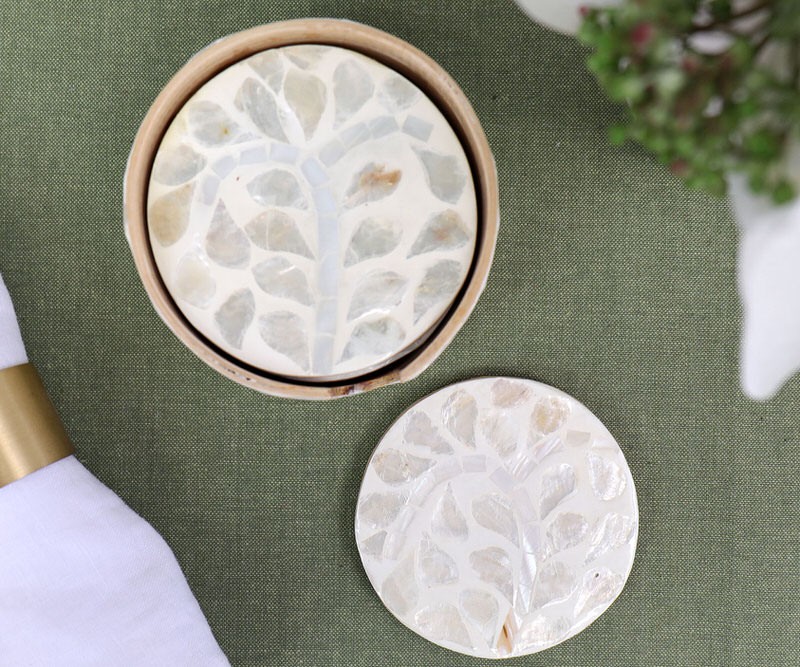 Set 6 Belle Shell Inlay Coasters