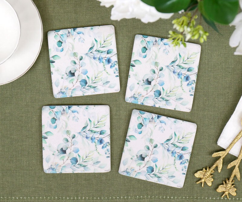 Set 4 Silver Dollar Eucalyptus Coasters