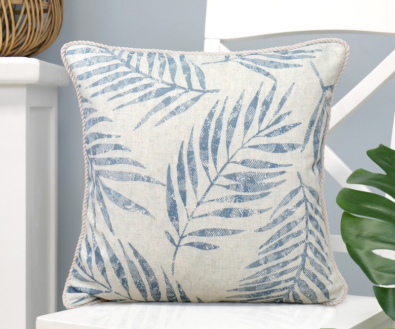 Paradise Palms Blue Cushion - Square
