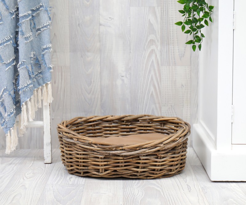 Cane Rattan Dog Bed Large with Cushion