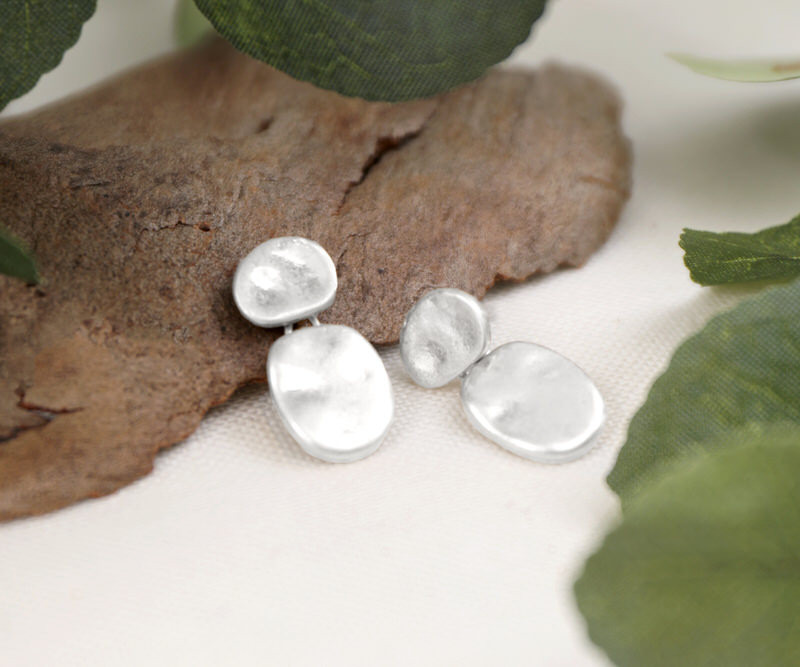 Tahira Silver Pebble Earrings