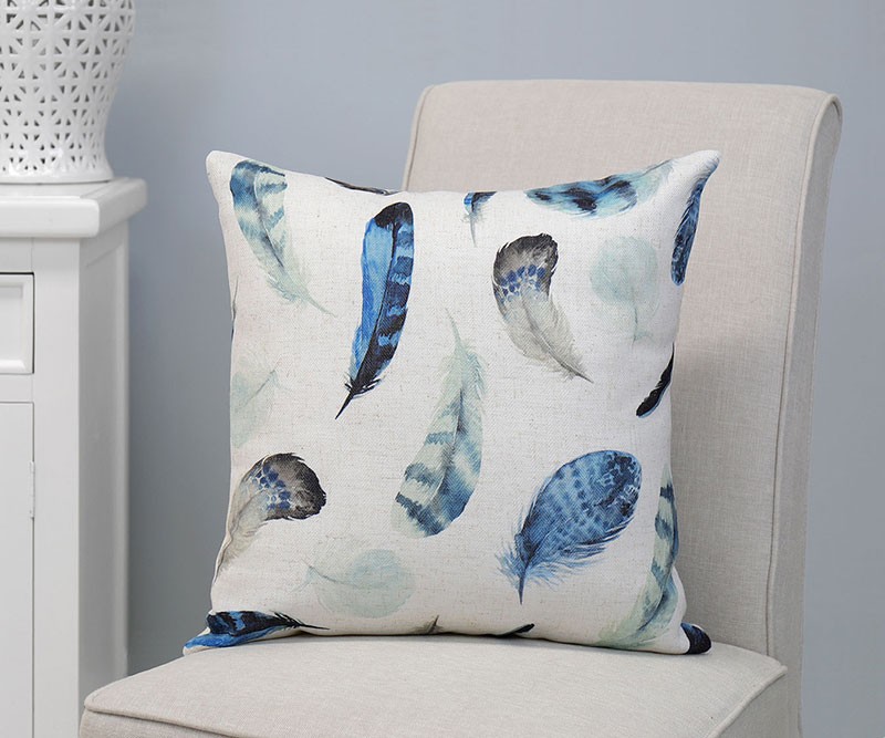 Blue Feathers Cushion