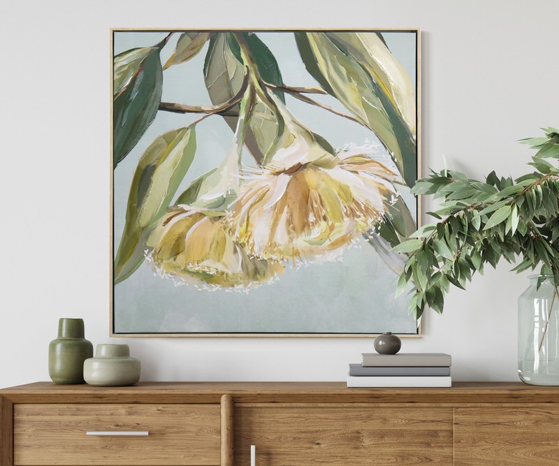 Oberon I Gum Flowers Framed Canvas Painting