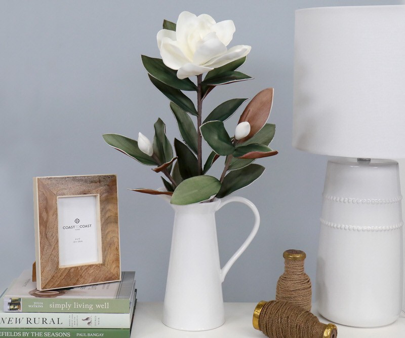 St Clare White Magnolia Stem with Leaves - Shop by colour