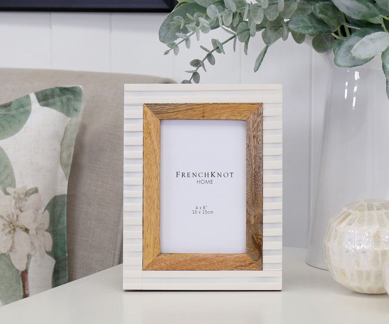 Camino Ivory & Ribbed Wood Frame 4x6"