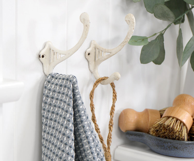 Porters White Wall Hook - Wall hook racks, coat rack, wicker and rattan baskets and memo boards