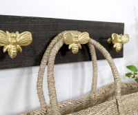 Gold Bees Timber Coat Rack - 5 Hooks - Home Decor Online - New Arrivals