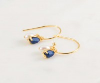 Juliette Blue & Pearl Gold Hoops - Beautiful home decor at French Knot