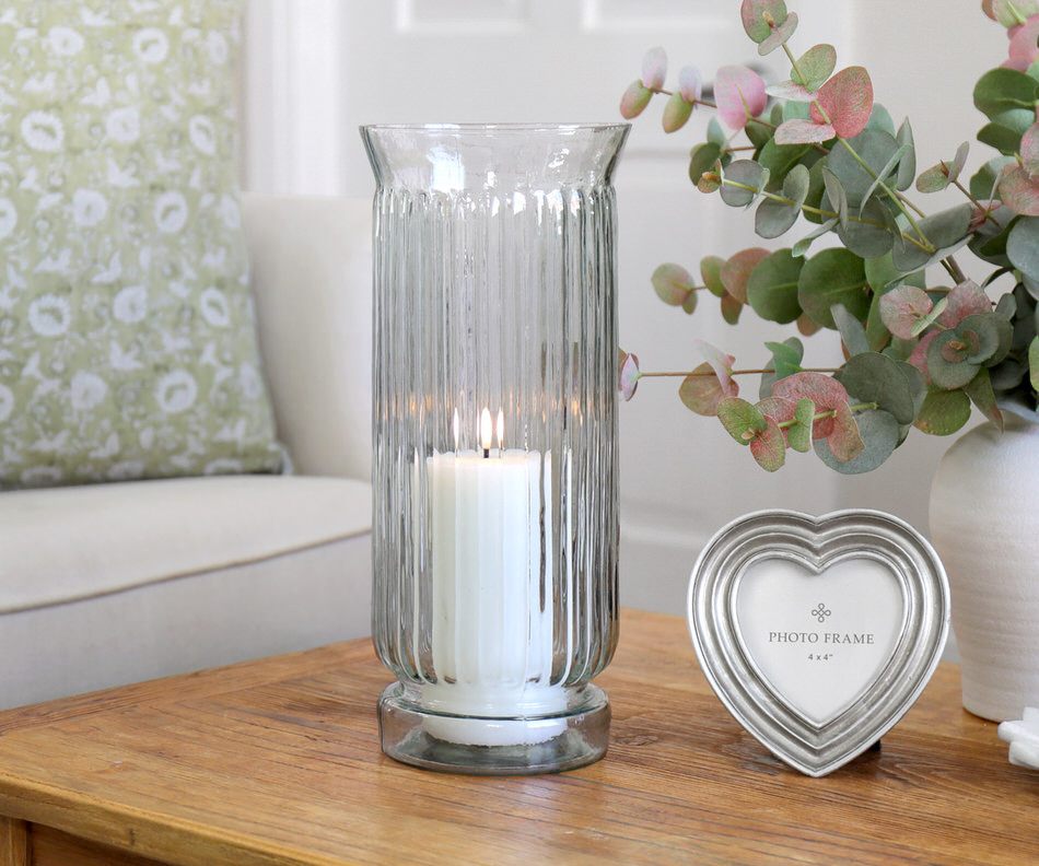 Luxembourg Ribbed Glass Hurricane - Beautiful home decor at French Knot