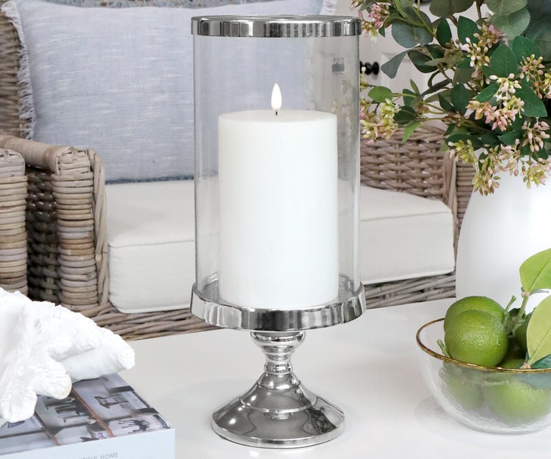 Callisto Silver Candle Hurricane - Home Decor Online - New Arrivals