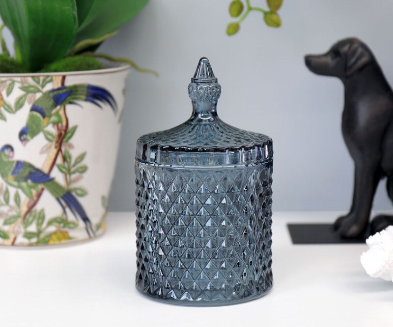 New Orleans Blue Diamond Trinket Jar - Large