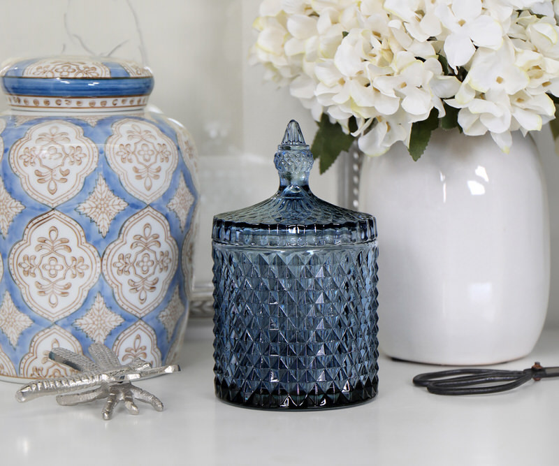 New Orleans Blue Diamond Trinket Jar - Large