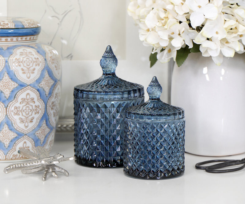 New Orleans Blue Diamond Trinket Jar - Large