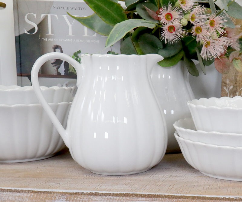 Charlotte Scalloped White Jug