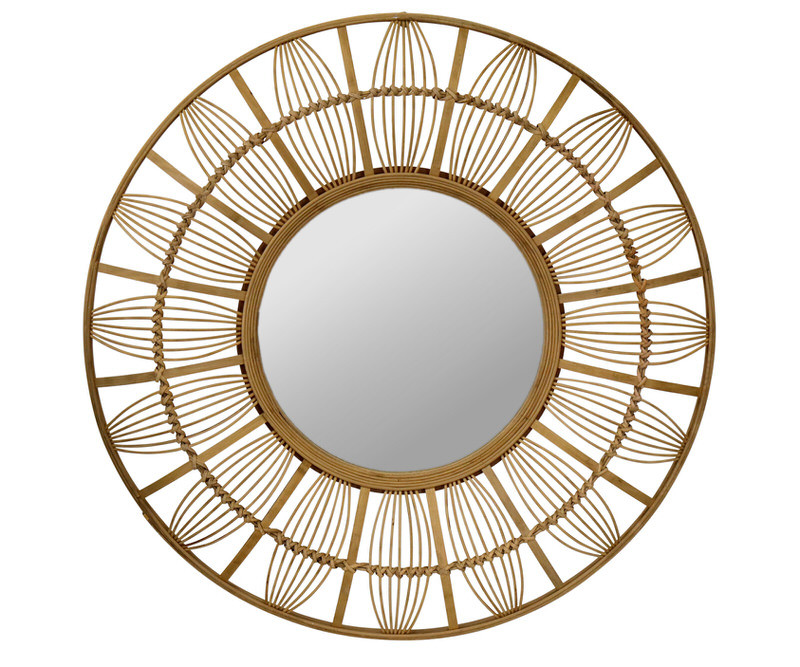 Cristiano Round Rattan Mirror - 80cm