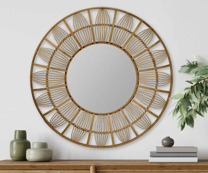Cristiano Round Rattan Mirror - 80cm