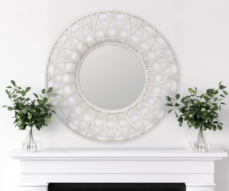 Corazon White Rattan Mirror - 80cm - Home Decor Online - New Arrivals