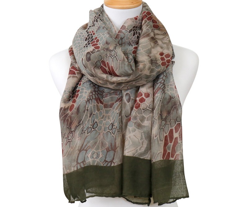 Valencia Taupe & Khaki Chrysanthemum Scarf