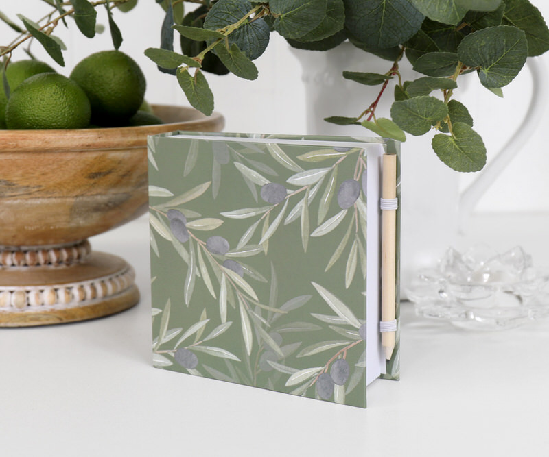 Olive Leaf Notepad & Pencil