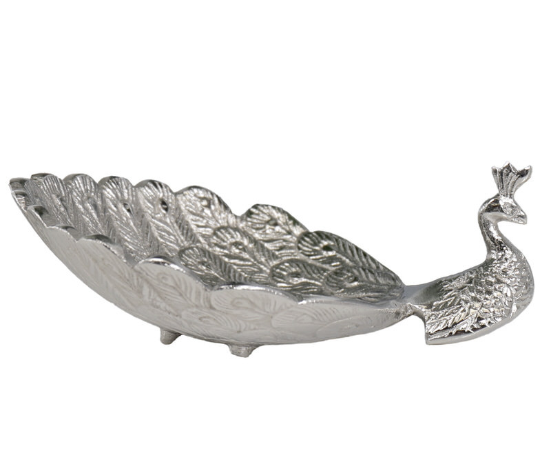 Rajani Silver Peacock Trinket Dish - Beautiful home decor at French Knot
