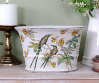 Large Oval Emerald Hummingbird Planter Pot