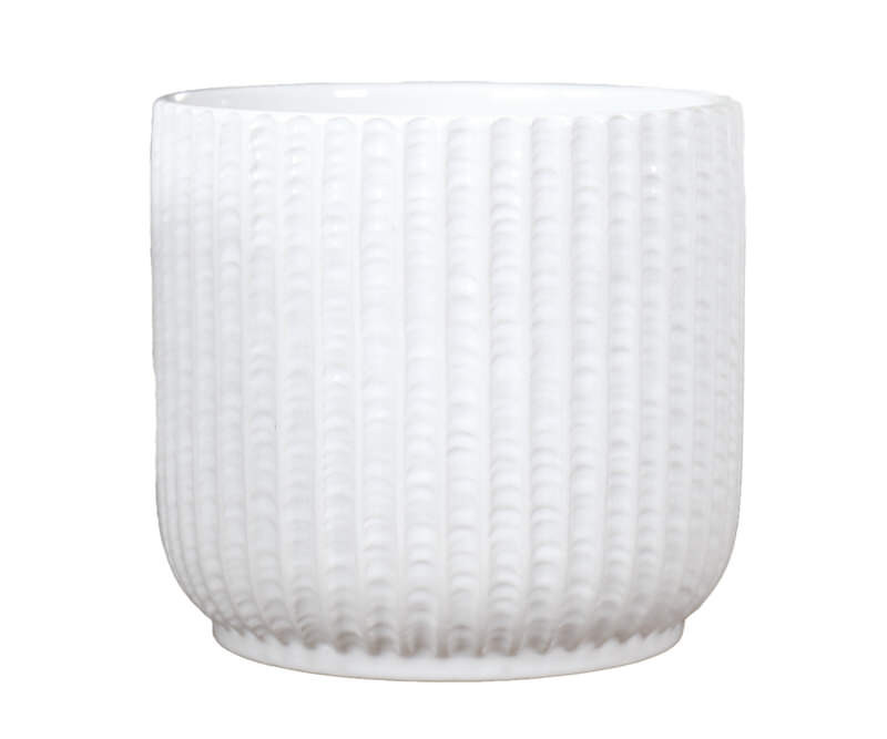 Henley Ribbed White Planter - Large