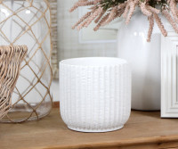 Henley Ribbed White Planter - Medium