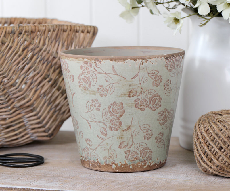 Sage Roses Ceramic Planter - Small