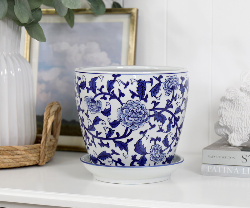 Medium Clareville Indigo Roses Plant Pot