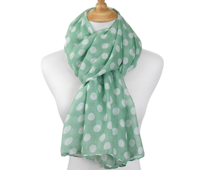 Sweetpea Green & White Polka Dot Scarf
