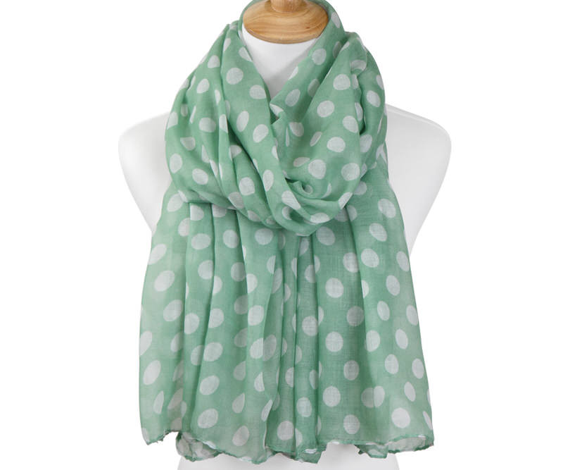 Sweetpea Green & White Polka Dot Scarf