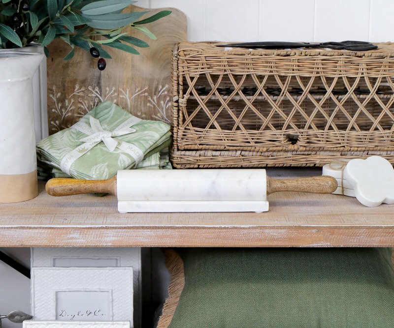 Eliot Marble Rolling Pin on Marble Base