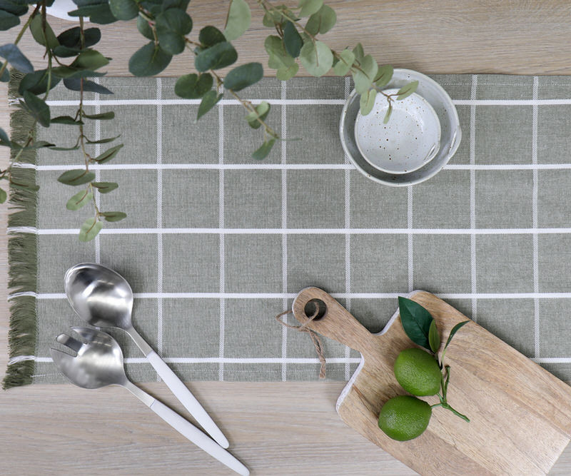 250cm Olive Green Campbell Check Table Runner